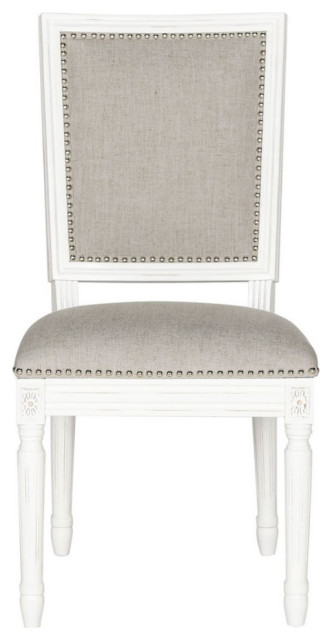 Cora 19'' H French Linen Side Chair Silver Nail Heads Set of 2 Light ...