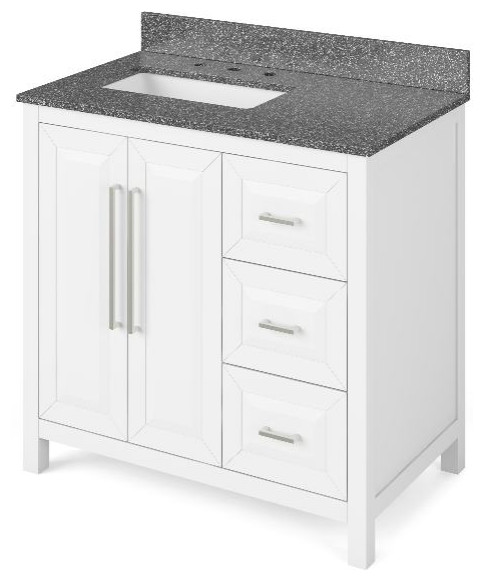 Jeffrey Alexander Cade Transitional White 36" Left Offset Vanity ...