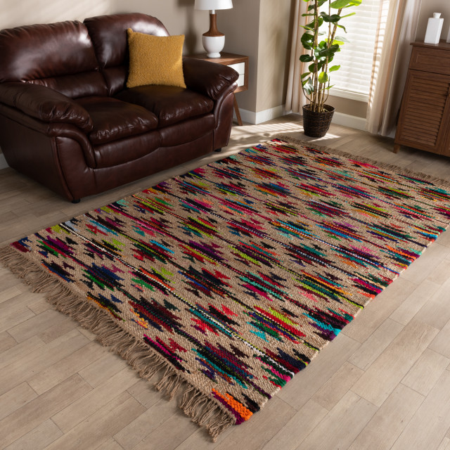 Varun Modern Contemporary Multi-Colored Handwoven Hemp Blend Area Rug ...
