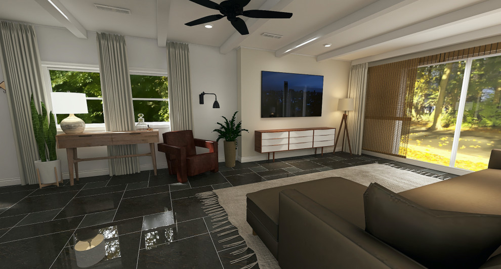 Masculine Modern Den & Kitchen Remodel - Rustic - Living Room ...