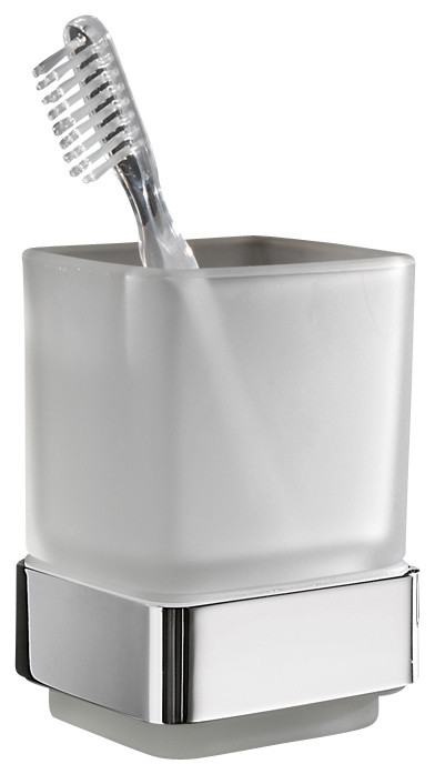 Wall Mounted Frosted Glass Toothbrush Holder With Chrome Mounting ...