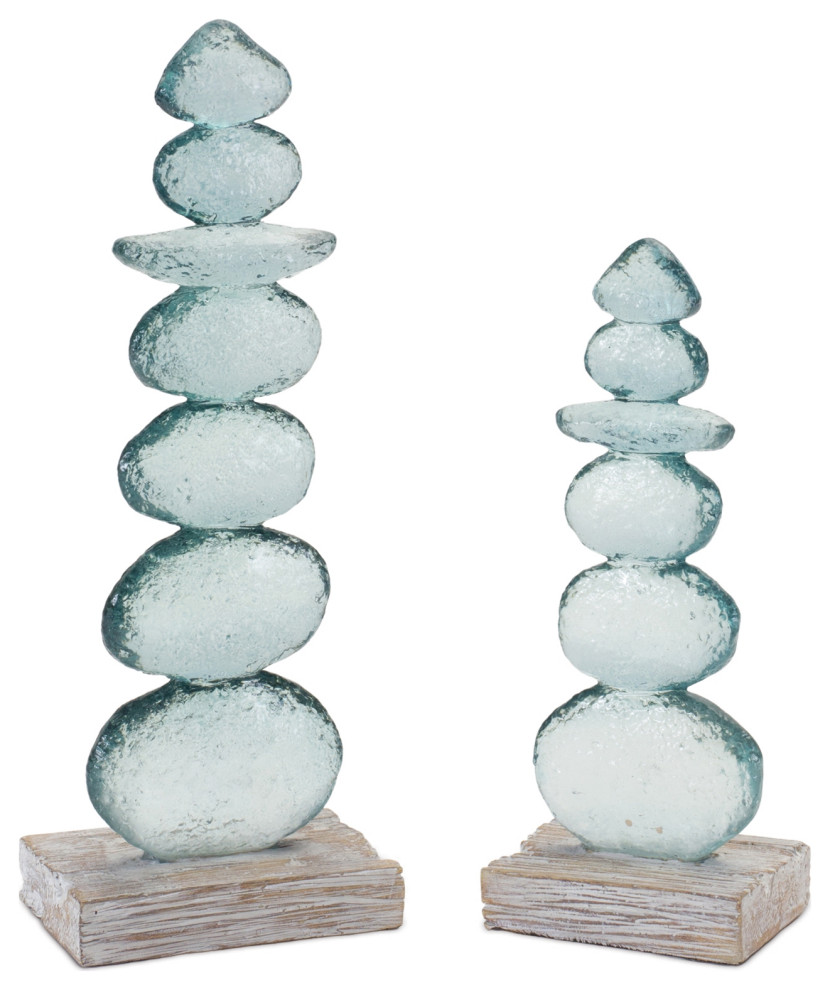 Stacking Rock Sculpture, 2-Piece Set - Beach Style - Decorative Objects ...