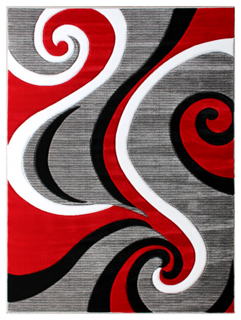 Contemporary 5x7 Red Abstract Rug White - Contemporary - Area Rugs - by ...