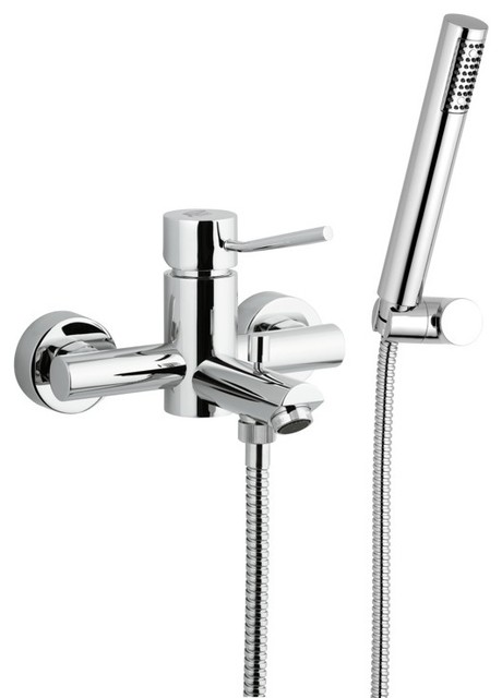 Bath and Shower Mixer With Hand Shower and Bracket, Chrome ...