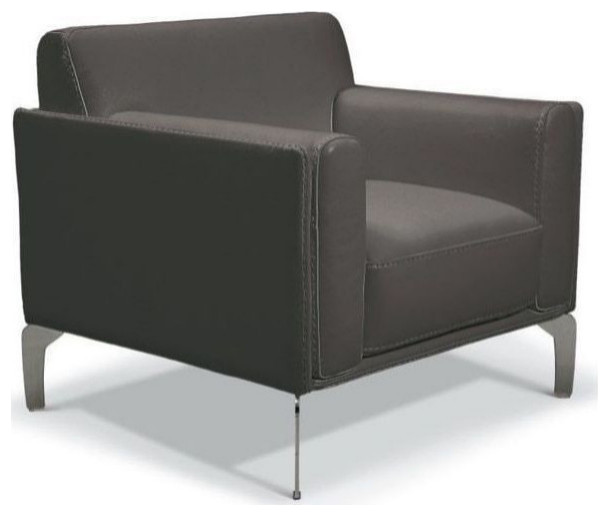 Vidal Allegro Accent Chair Full Grain Italian Leather Dark Gray ...