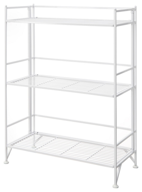 Xtra Storage 3 Tier Wide Folding Metal Shelf, White , Pack of 2 ...
