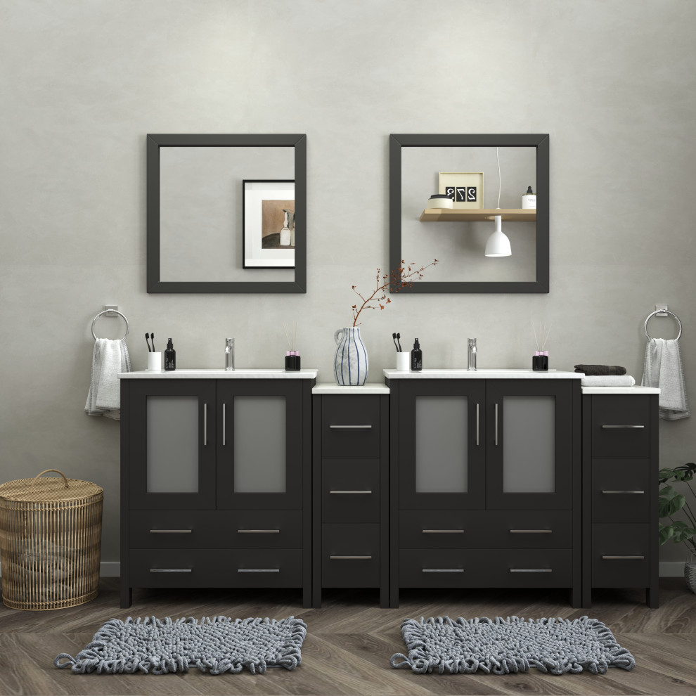 Vanity Art Vanity Set With Ceramic Top, 84" - Contemporary - Bathroom ...