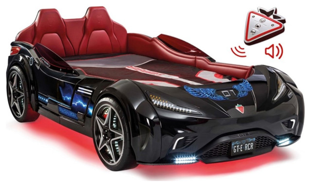 Cilek Kids Room GTS Wood Twin Race Car Bed with Five-Spoke Wheels in ...