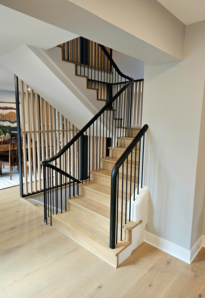 115_Stunning Continuous Rail System on 3 Story Floating Stairs ...