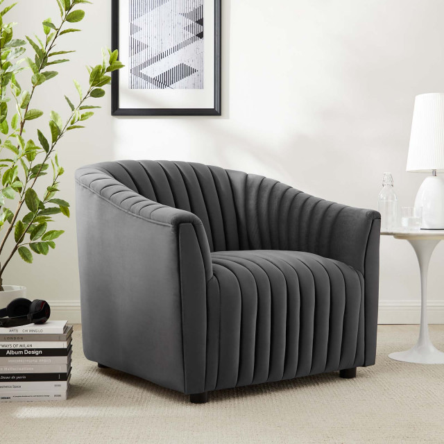 Modway Announce Performance Velvet Channel Tufted Armchair ...