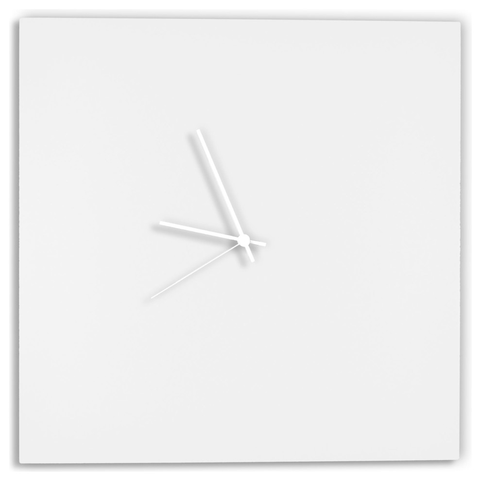 Whiteout Square Clock, Minimalist Modern White Metal Clocks ...