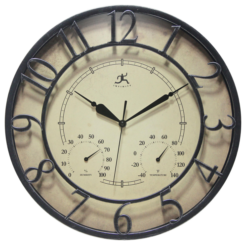 16" Indoor/Outdoor 3D Clock - Rustic - Outdoor Clocks - by Infinity ...