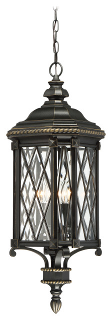 Minka Lavery Bexley Manor 9326-585 Post Mount, Black W/Gold Highlights ...