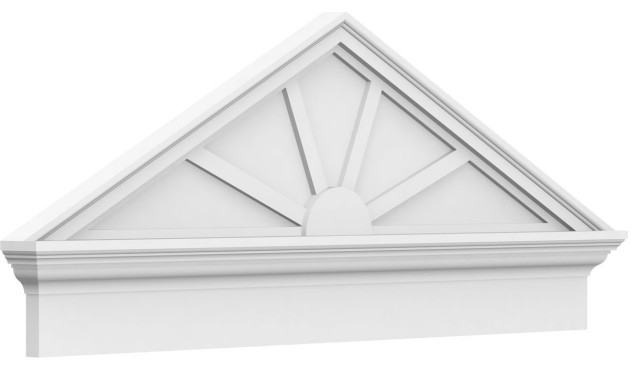Peaked Cap 4 Spoke Architectural Grade PVC Pediment, 60"w X 21-7/8"h X ...