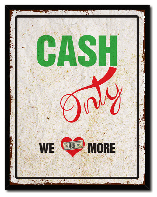 Cash Only Business Sign, Canvas, Picture Frame, 13"x17" - Contemporary ...