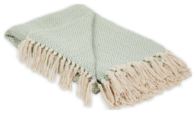 Stonewash Blue Handloom Chevron Throw - Contemporary - Throws - by ...