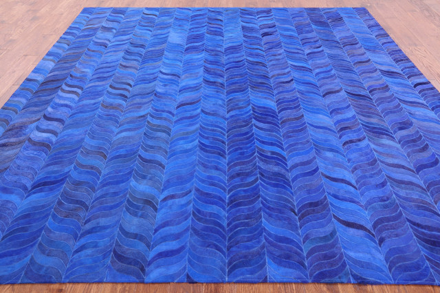 9' Square Hand Stitched Natural Cowhide Rug C1339, 9' 0" X 9' 0 ...