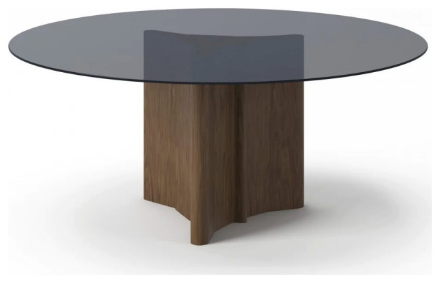 Gemma Modern Walnut and Glass 71" Round Dining Table - Transitional ...