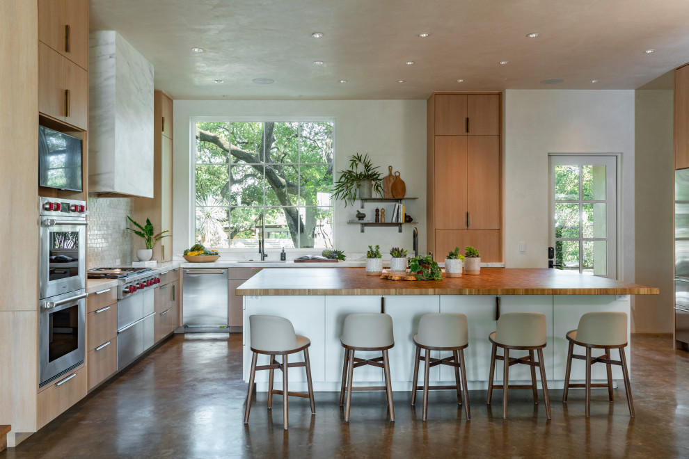West Austin Kitchen with Custom Butcher Block Island - Transitional ...