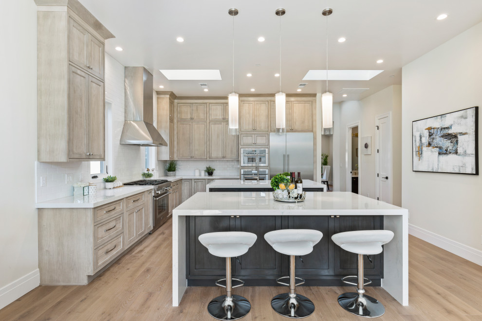 Custom Kitchen Design with Double Island - Transitional - Kitchen - San ...