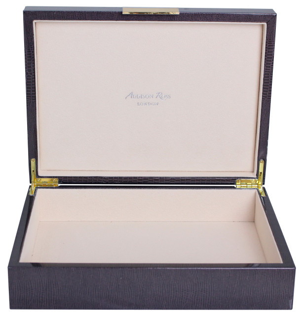 Addison Ross Large Brown Croc Lacquer Box With Gold - Contemporary ...