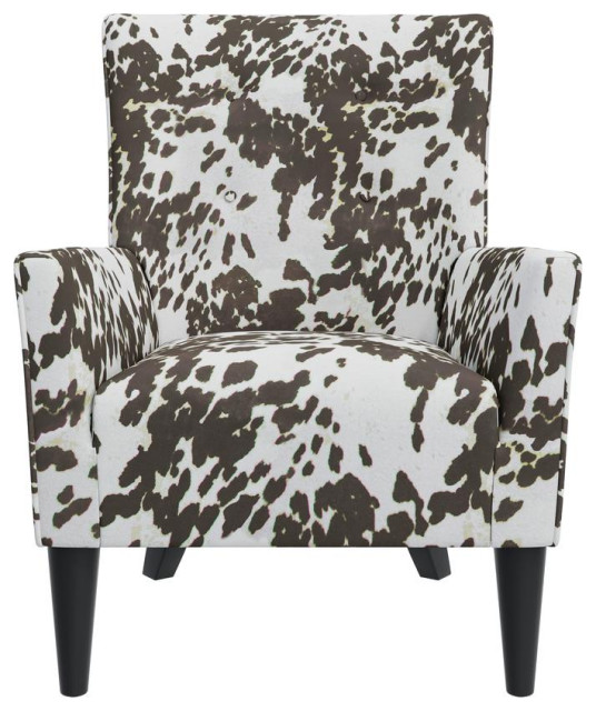 Shelter High Back Wingback Chair in Velvet Brown Cow Print ...