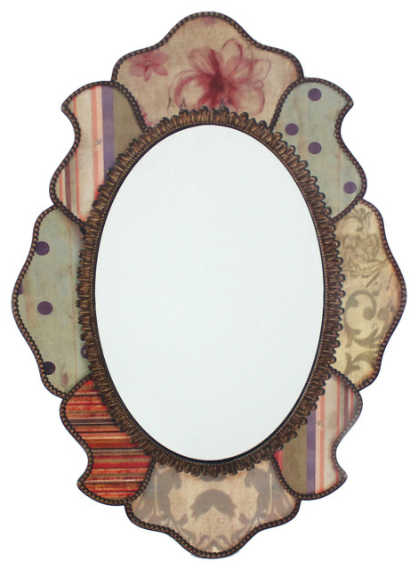 Retro Style Decorative Wooden Wall Mirror - Mediterranean - Wall ...