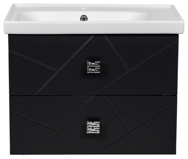 Modern Wall-Mounted Bathroom Vanity | Picasso Antricite Matte 24 ...