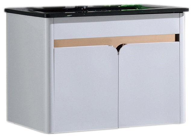 Luxurious Stainless Steel Vanity Base Combo with Glass Sink Insert ...