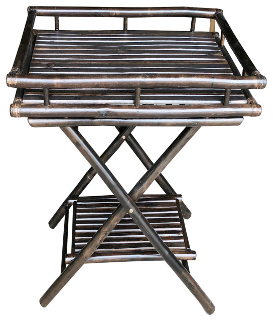 Bamboo Butler Table With Removable Serving Tray - Espresso - Modern ...