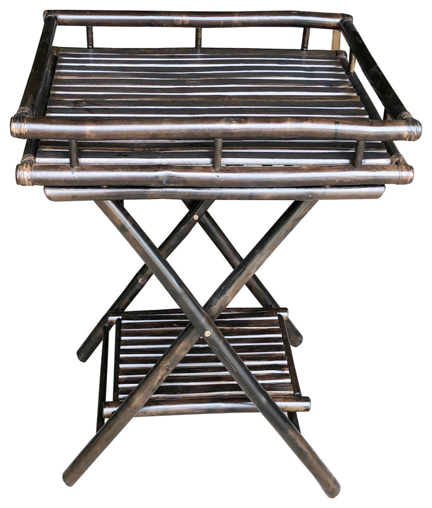 Bamboo Butler Table With Removable Serving Tray - Espresso - Modern ...
