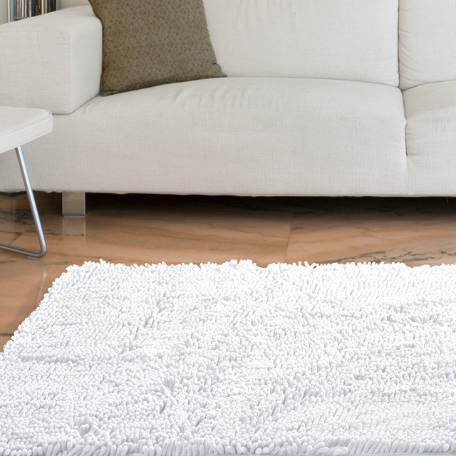Lavish Home High Pile Shag Rug Carpet, White, 21x36 - Contemporary ...