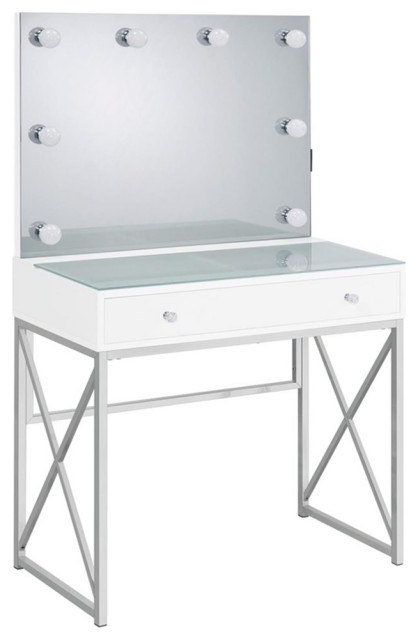 Coaster Eliza 2-piece Wood Vanity Set with Hollywood Lighting White and ...