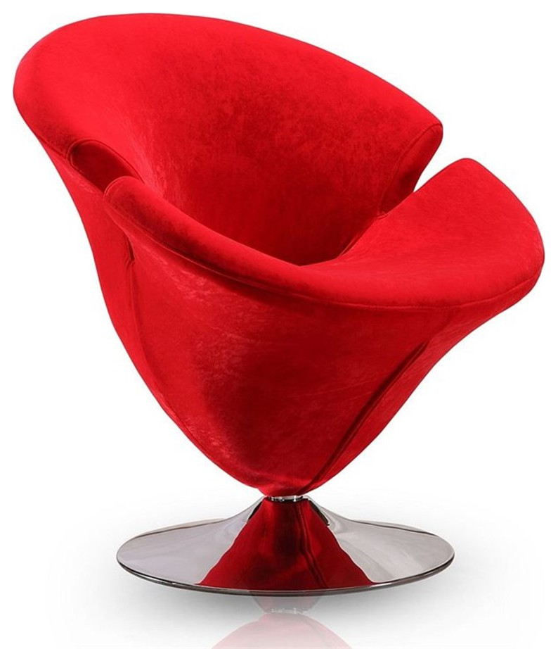 Tulip Velvet Swivel Accent Chair in Red - Modern - Armchairs And Accent ...