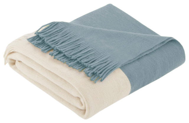 INK+IVY Stockholm Color Block Faux Cashmere Throw, Aqua - Contemporary ...