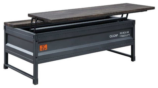 Acme Cargo Lift-Top Coffee Table Weathered Oak and Gunmetal Finish ...