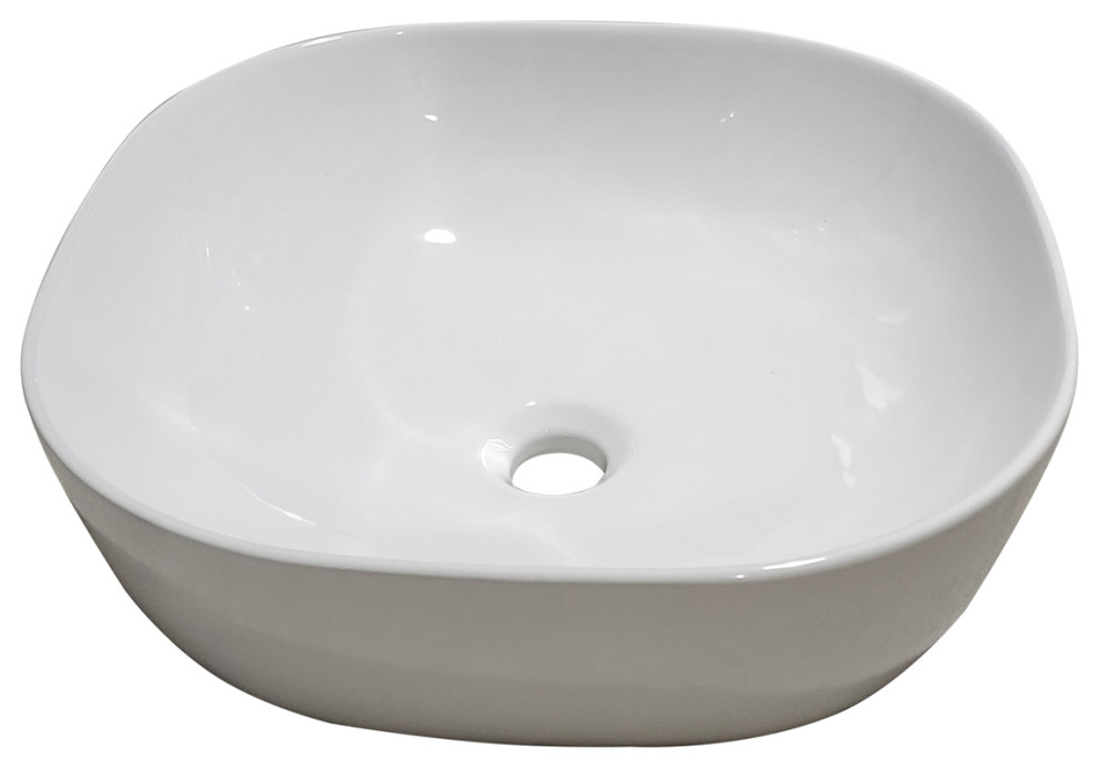 16x16" Square White Finish Ceramic Bathroom Vessel Sink - Contemporary ...