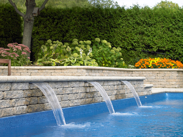 Rectangle Pool with Sheer Descent Water Feature