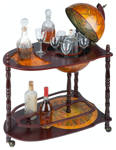 Globe Bar With Extended Shelf - Traditional - Bar Carts - by Kolibri ...