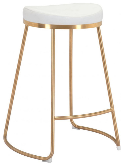 Petrina Counter Stool White/Gold Set of 2 - Contemporary - Bar Stools ...