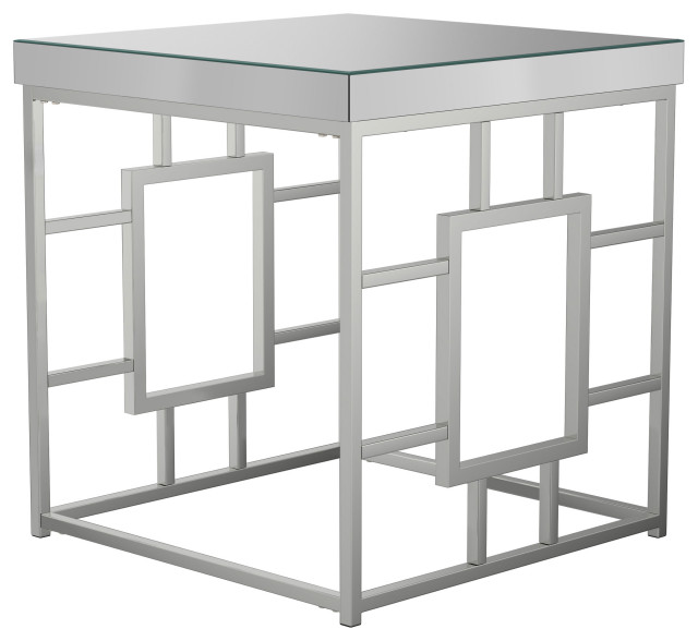 Dafina Geometric Frame Square End Table Chrome - Contemporary - Side ...