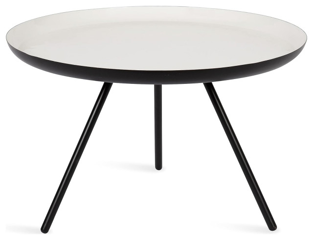 Modern Coffee Table, 3 Angled Legs & Round Top With Raised Edges ...