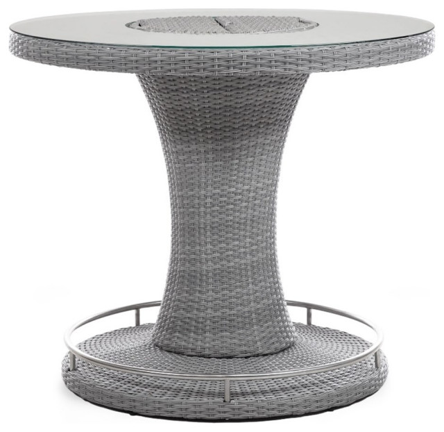 Greemotion Cyprus Outdoor Bar Height Glass Gray Dining Table with Ice ...