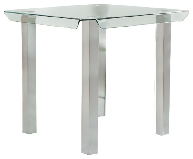 Jan 39" Counter Height Glass Table, Square Top, Curved, Chrome Legs ...