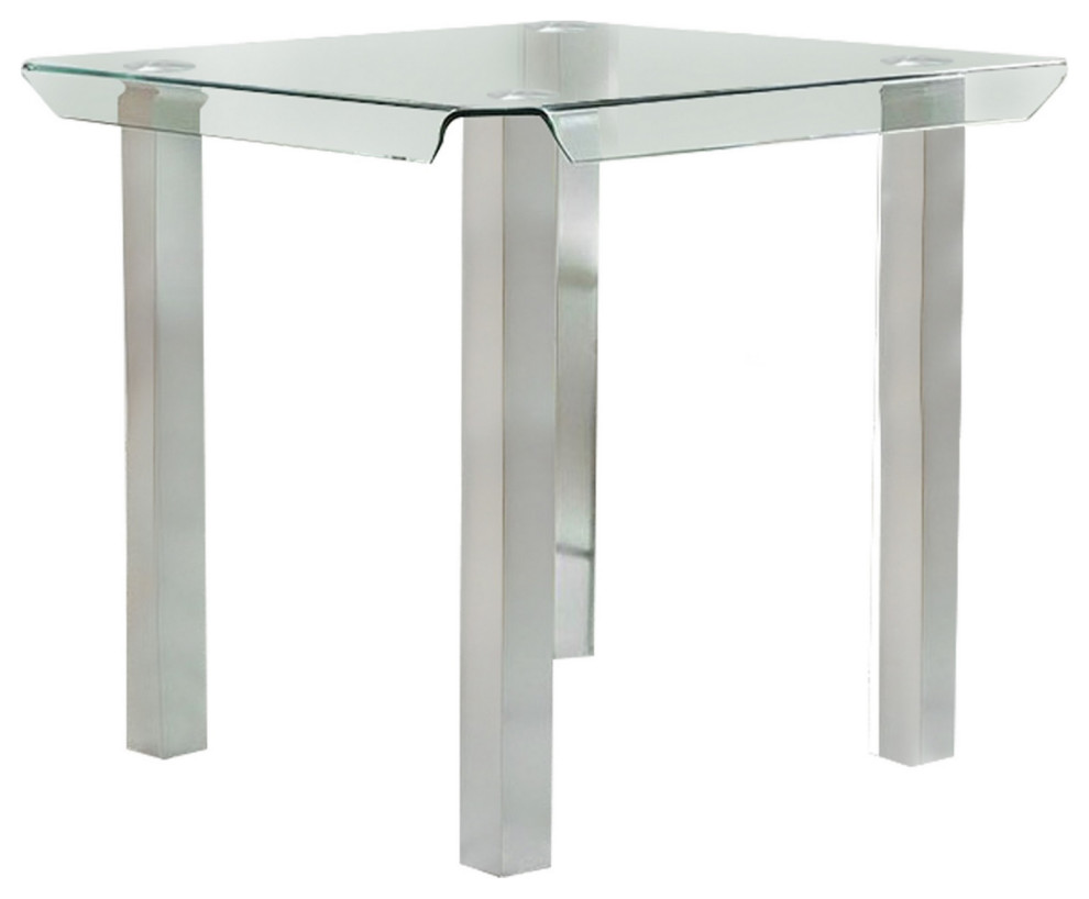 Jan 39" Counter Height Glass Table, Square Top, Curved, Chrome Legs ...