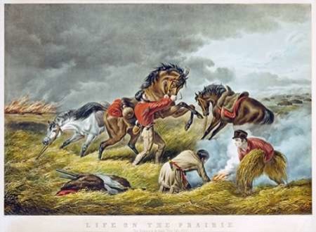 Life on The Prairie, The Trappers Defense Fire Fight Fire Poster Print ...