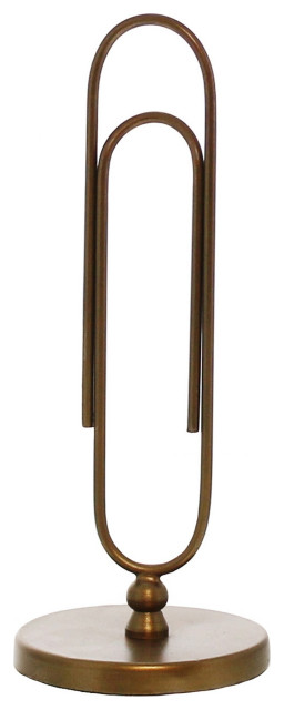 Benzara BM209719 Metal Paperclip Design Letter Holder With Round Base ...