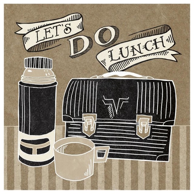 "Lets Do Lunch Taupe" Digital Paper Print by Mary Urban, 20"x20", 30"x30" - Midcentury - Prints ...