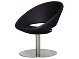 Crescent Round Lounge Chair, Stainless Steel Base, Black Ppm ...