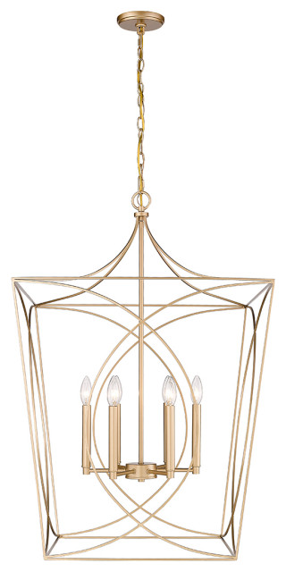6 Light 24" Painted Modern Gold Pendant - Transitional - Pendant ...